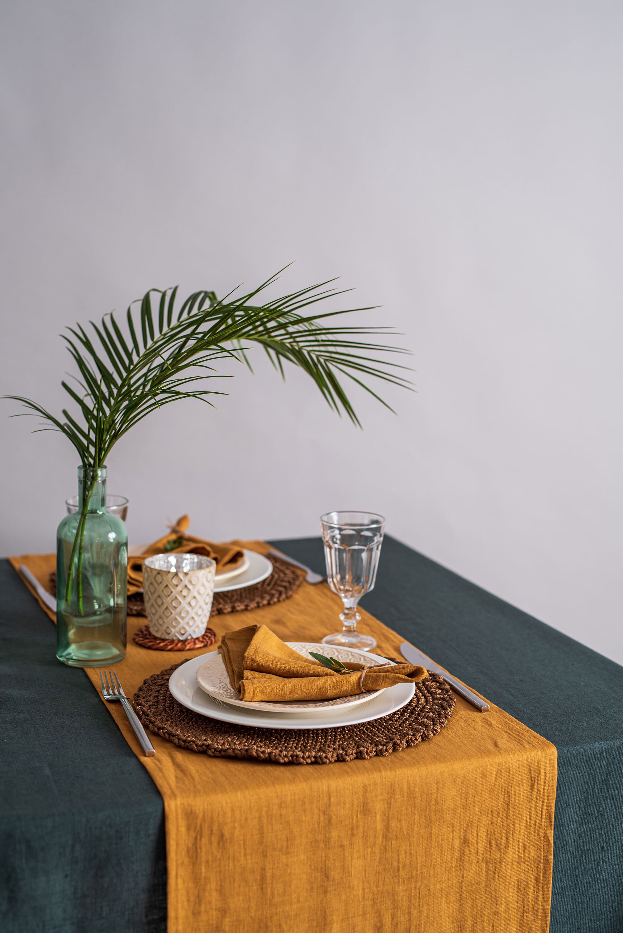 Mustard Yellow Linen Table Runner. Softened Linen Table - Etsy UK