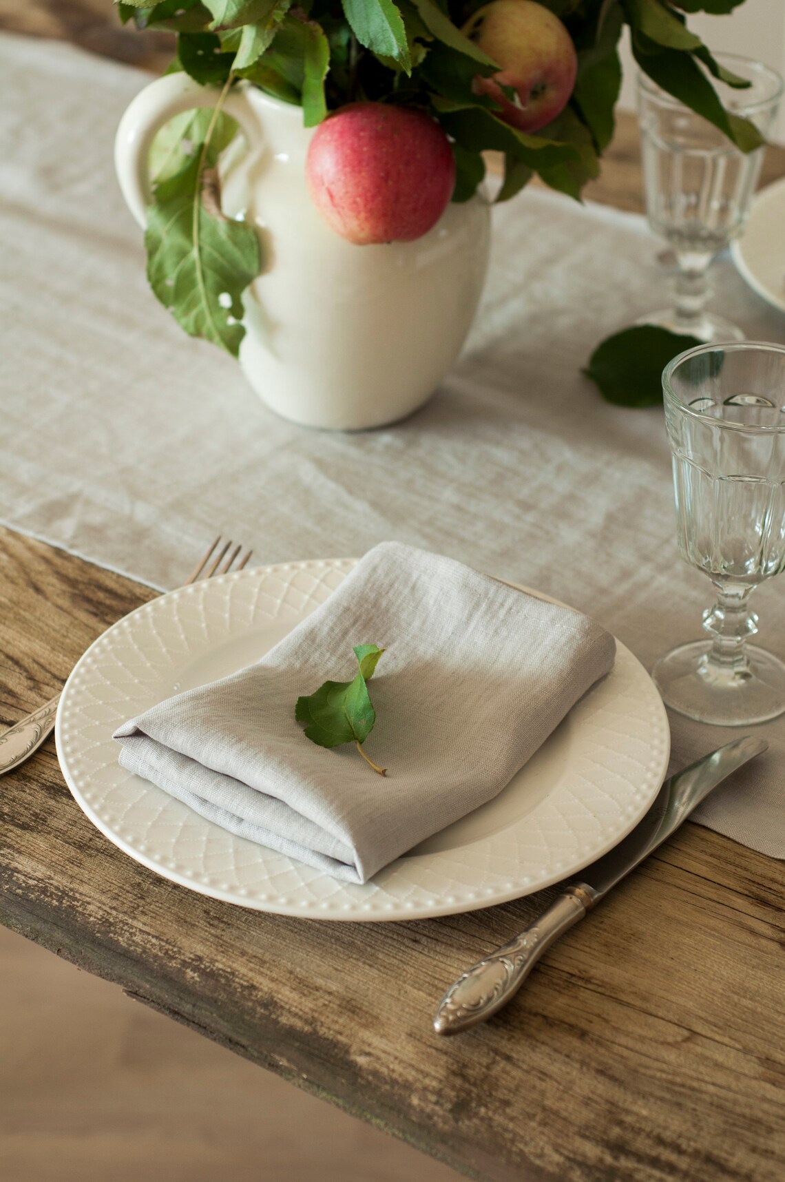 Light Grey Linen Table Runner. Softened Linen Table Runner. - Etsy