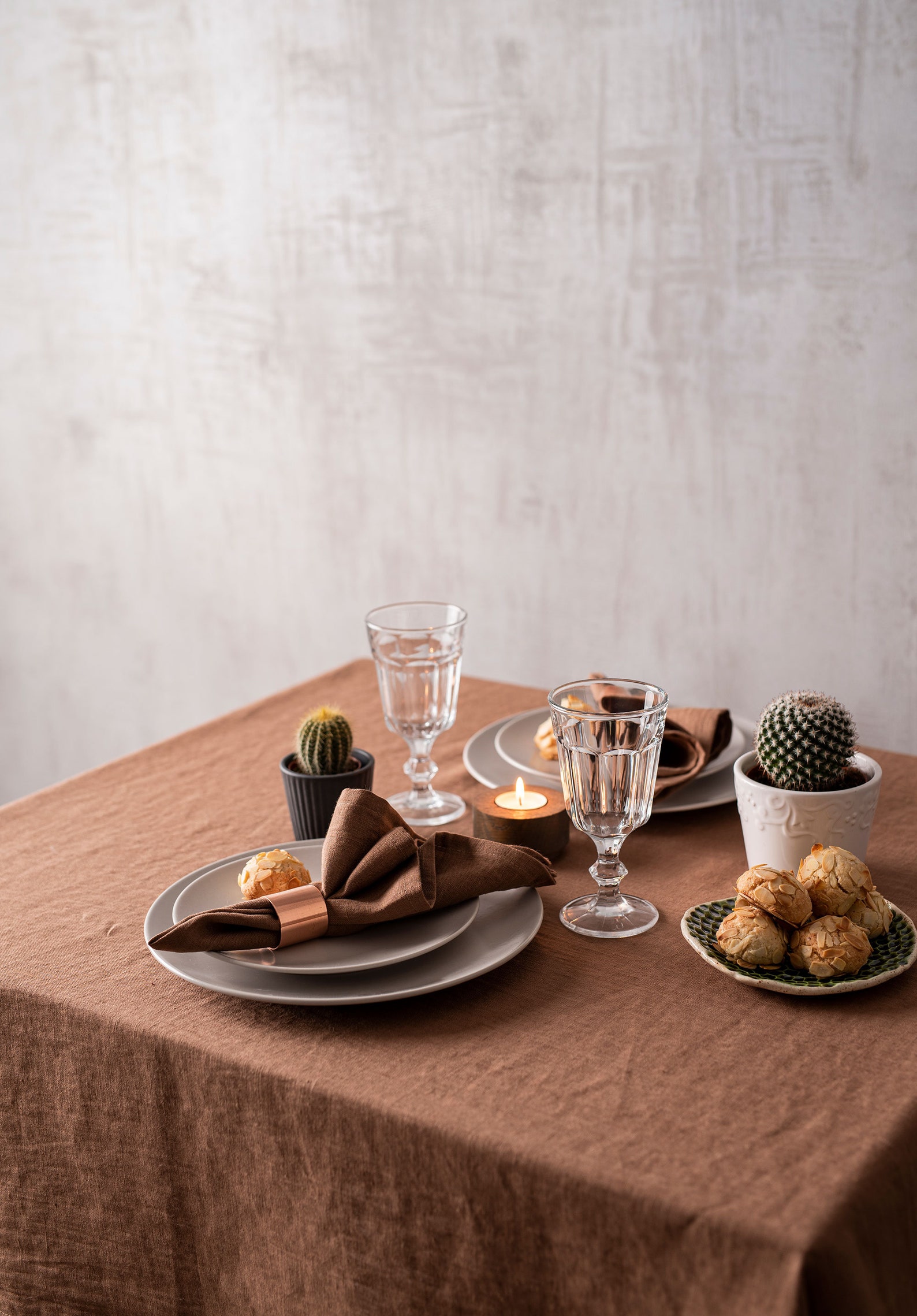Cocoa Brown Linen Tablecloth, Softened Custom Size Dining Table Cover ...