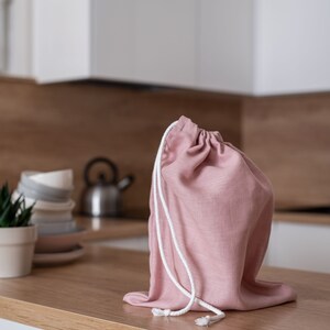 Raspberry Pink Linen Bread Bag Set. Reusable Linen Bag. Zero | Etsy