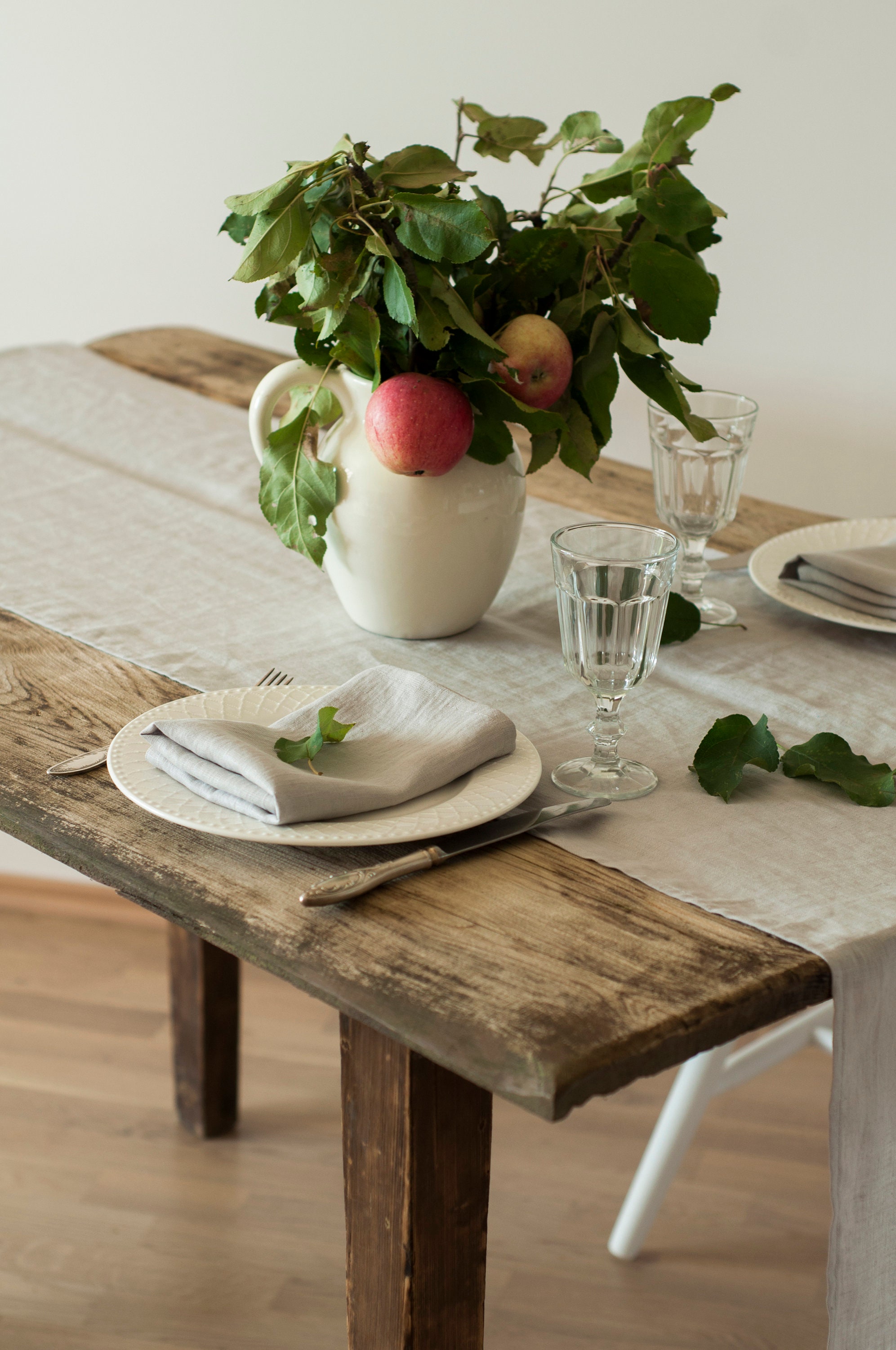 Light Grey Linen Table Runner. Softened Linen Table Runner. - Etsy