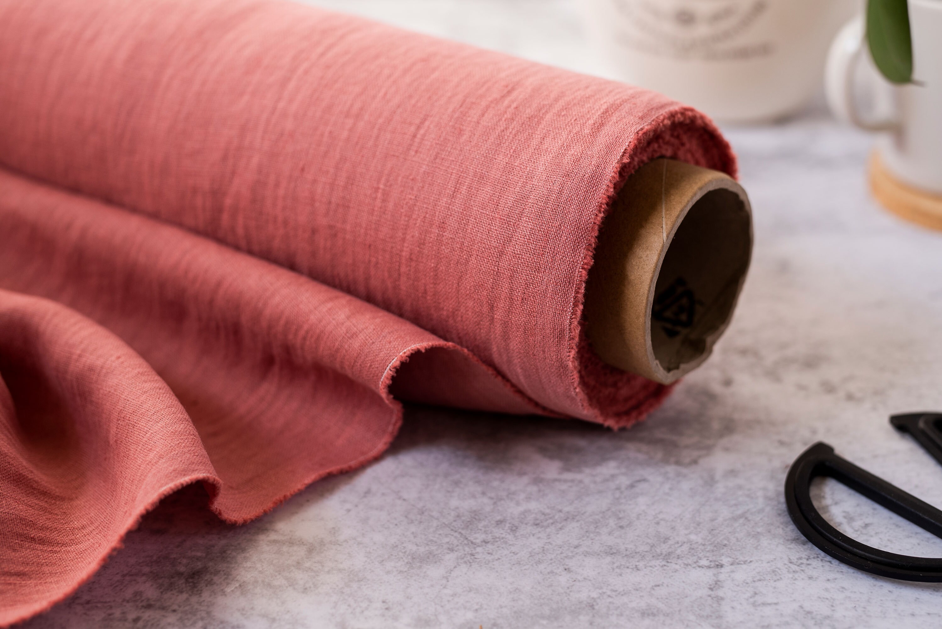 Dusty Pink Linen Fabric by Meter. Softened Linen Fabric by Yard ...