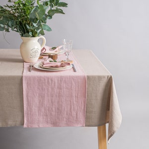 Blush Pink Linen Table Runner, Softened Linen Dining Decor - Etsy