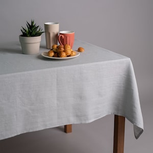 Light Grey Linen Tablecloth, Soft Rustic Wedding Table Decor - Etsy