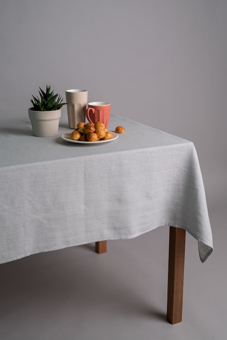 Light Grey Linen Tablecloth. Soft Linen Table Cloth. Rustic - Etsy