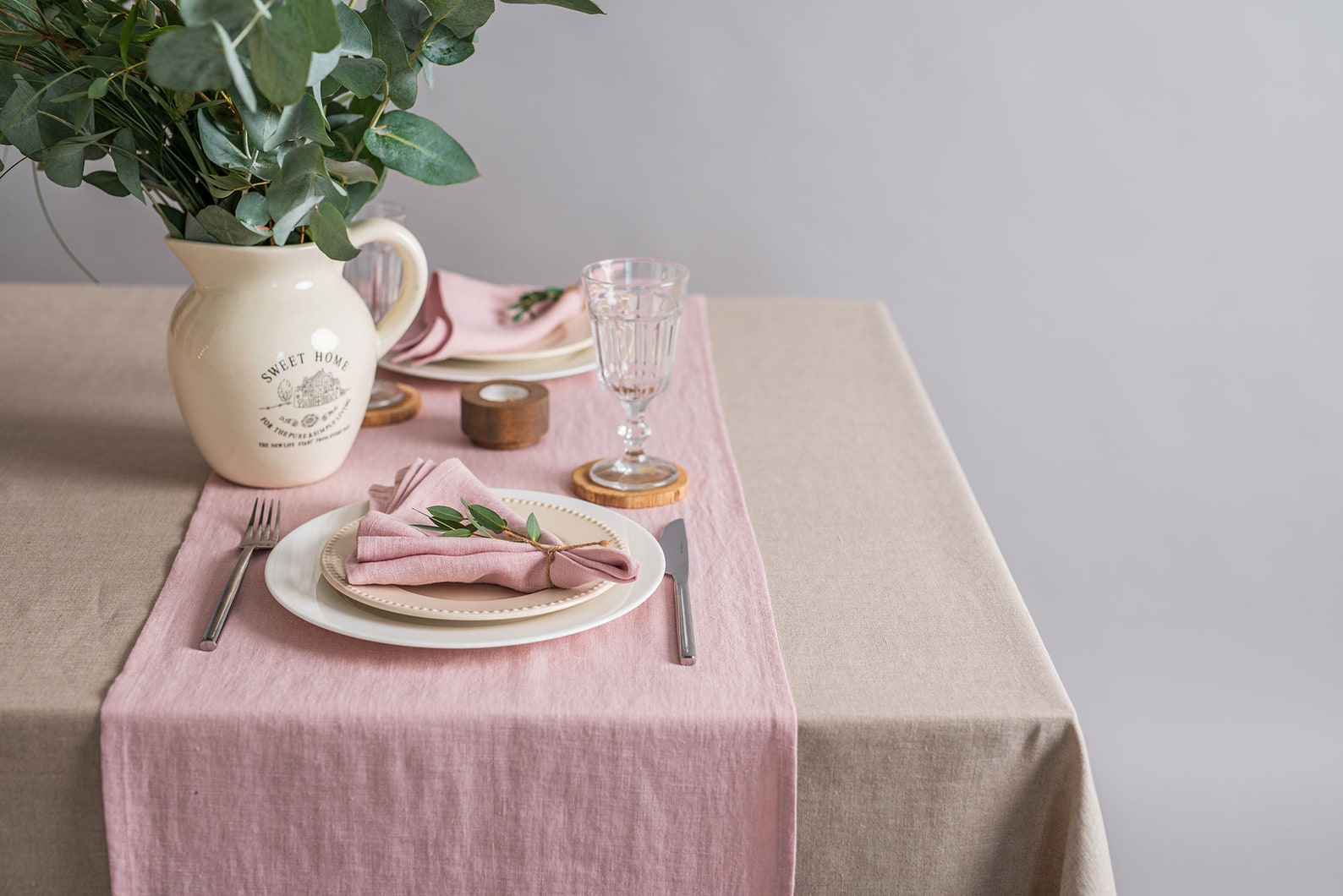 Blush Pink Linen Table Runner. Softened Linen Table Runner. Dining ...