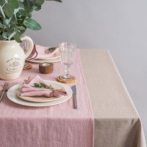 Blush Pink Linen Table Runner. Softened Linen Table Runner. Dining ...
