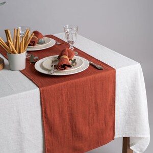 Redwood Linen Table Runner. Softened Linen Table Runner. Rustic Wedding ...