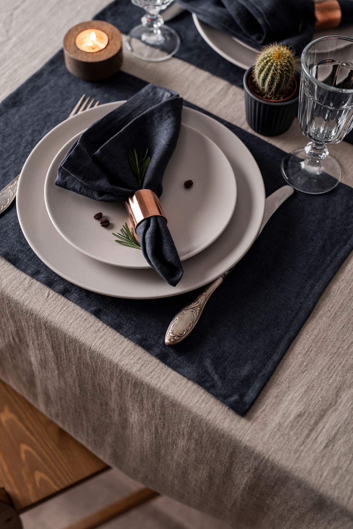 Charcoal Grey Linen Napkins. Softened Linen Napkin Set. Wedding Napkins ...