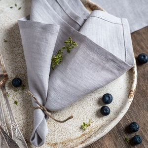 Light Grey Linen Napkins. Softened Linen Napkin Set. Wedding Napkins ...