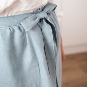 Romantic Dusty Blue Linen Apron. Half Apron. Natural Kitchen Apron ...