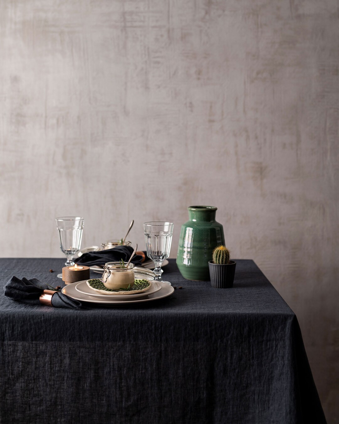 Charcoal Grey Linen Tablecloth. Dark Grey Table Linen. Various Colors ...