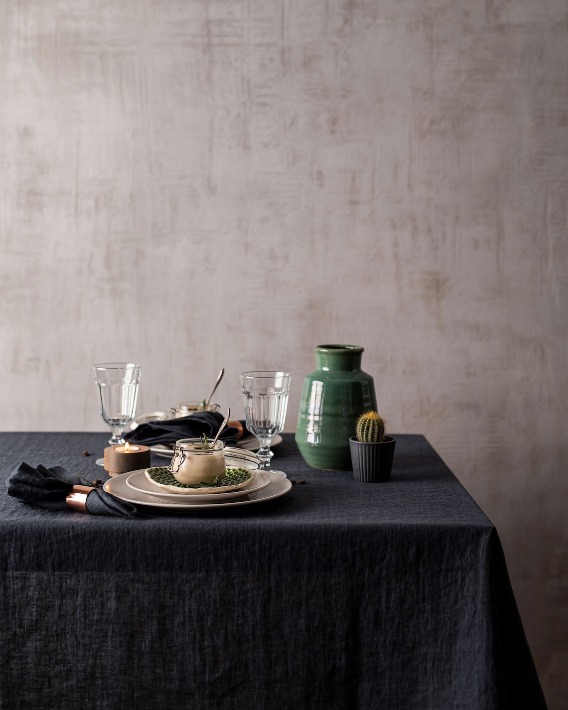 Charcoal Grey Linen Tablecloth. Dark Grey Table Linen. Various - Etsy