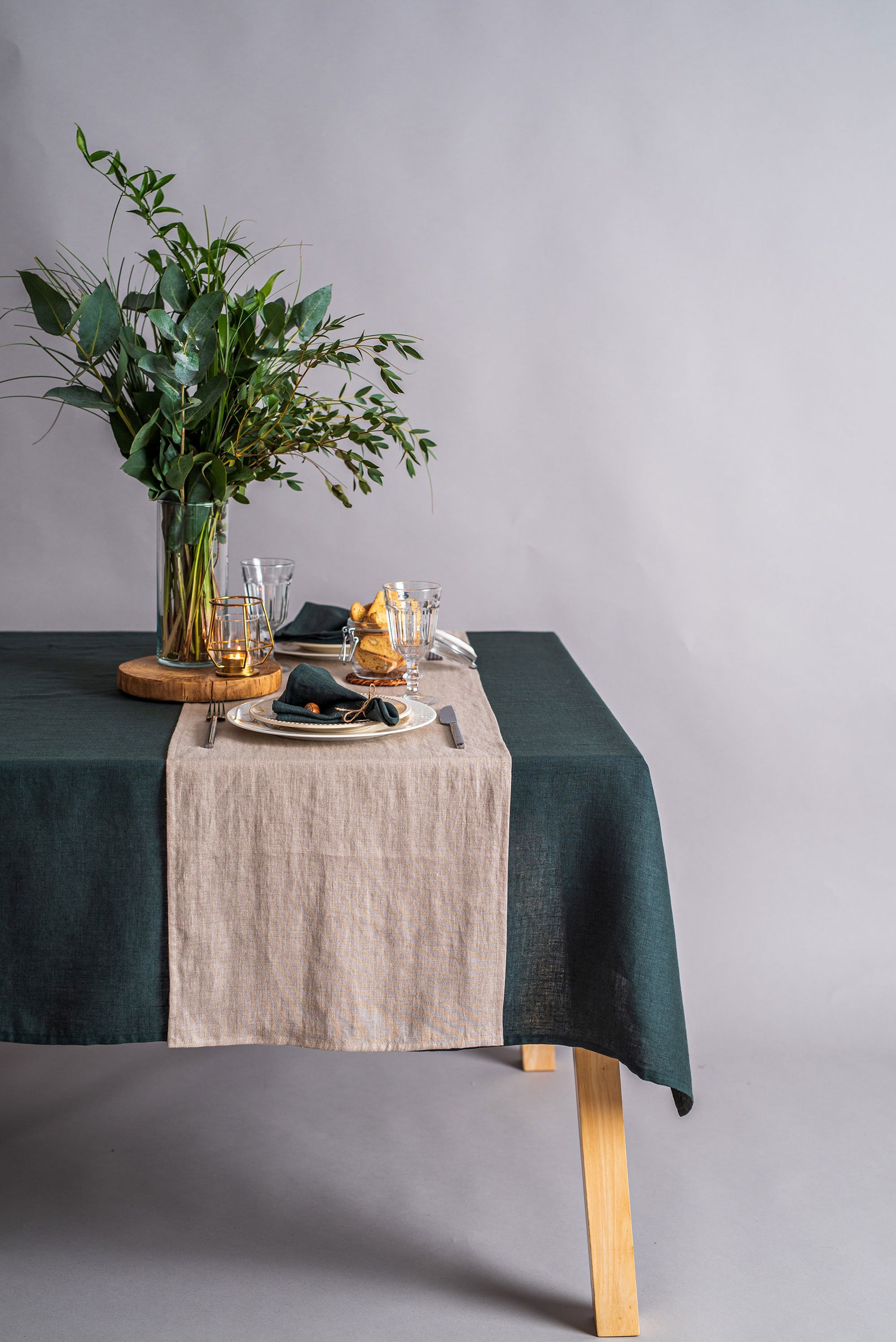 Forest Green Linen Tablecloth. Soft Linen Table Cloth. Dining Table ...