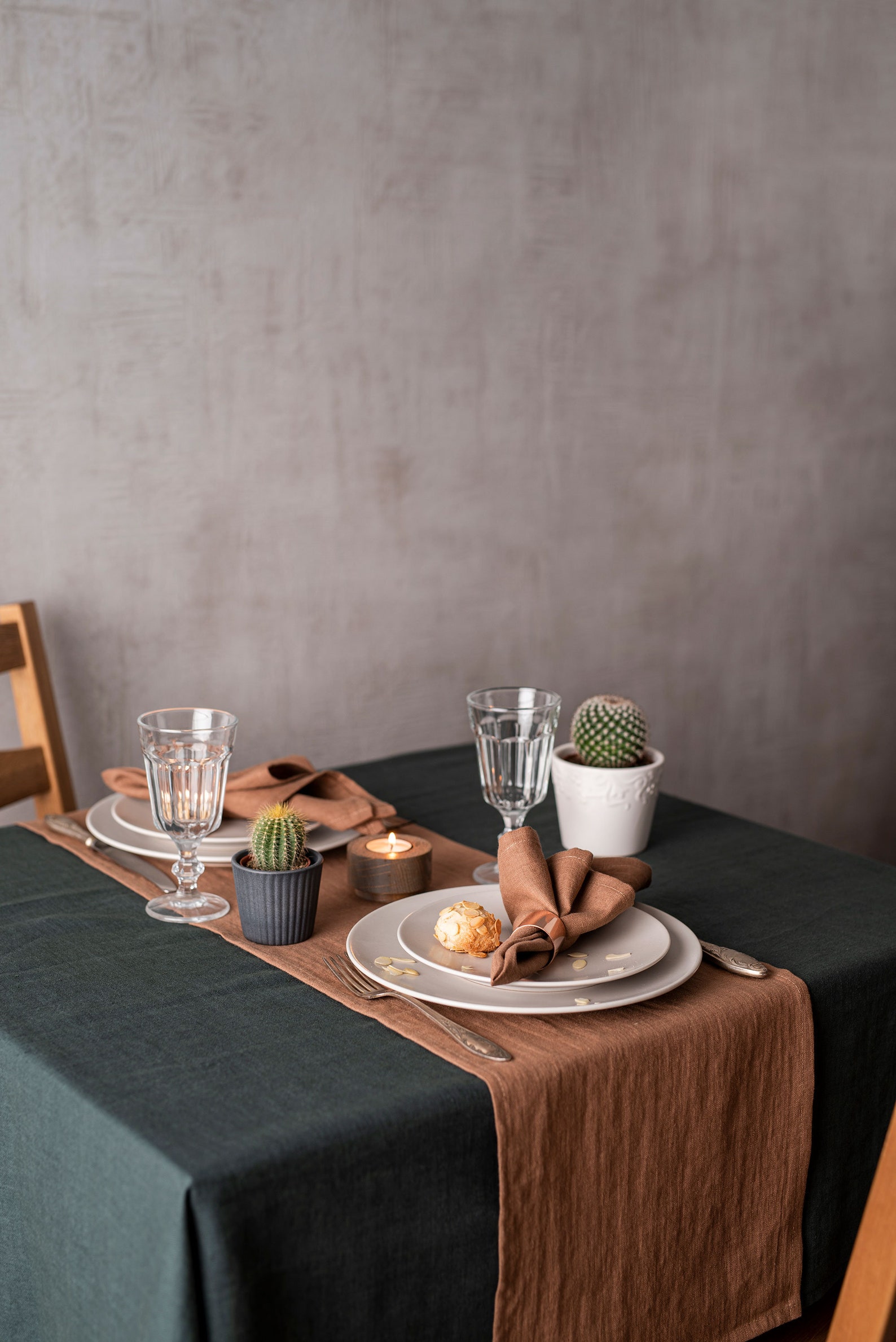 Cocoa Brown Linen Table Runner, Softened Lithuanian Linen - Etsy