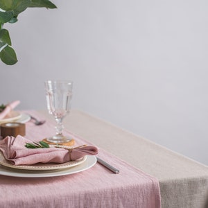 Blush Pink Linen Table Runner, Softened Linen Dining Decor - Etsy