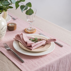 Blush Pink Linen Table Runner, Softened Linen Dining Decor - Etsy
