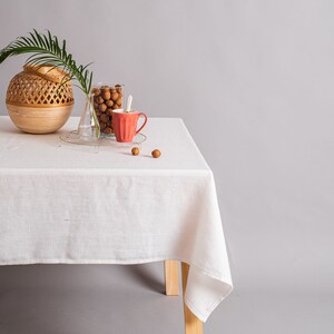 White Linen Tablecloth. Soft Linen Table Cloth. Dining Table Decor ...