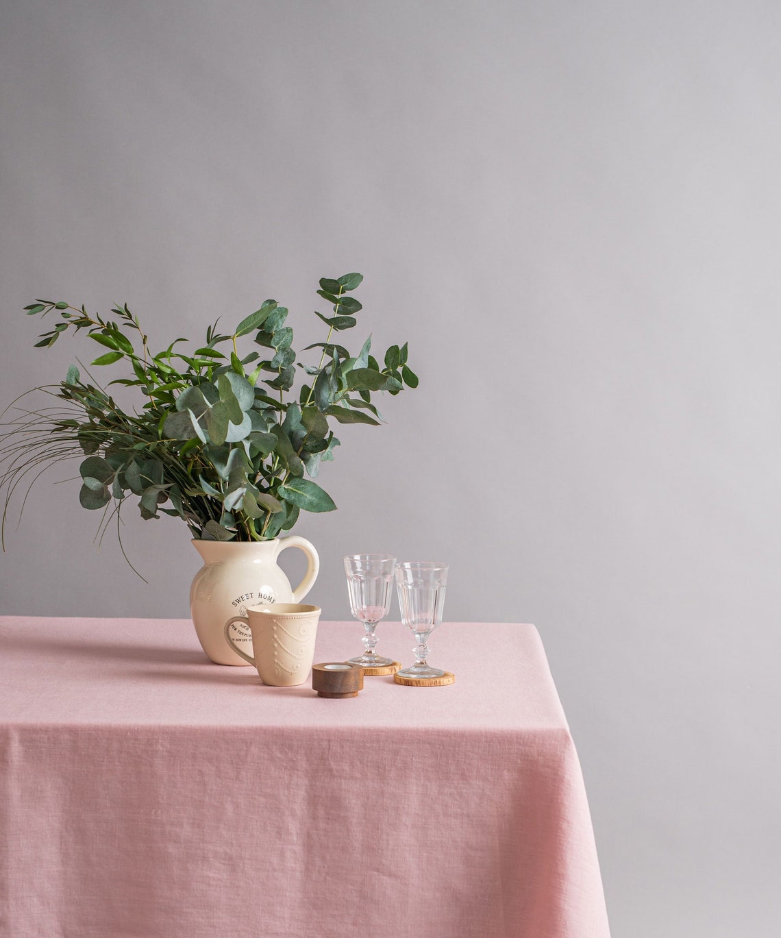 Blush Pink Linen Tablecloth. Soft Linen Table Cloth. Dining - Etsy