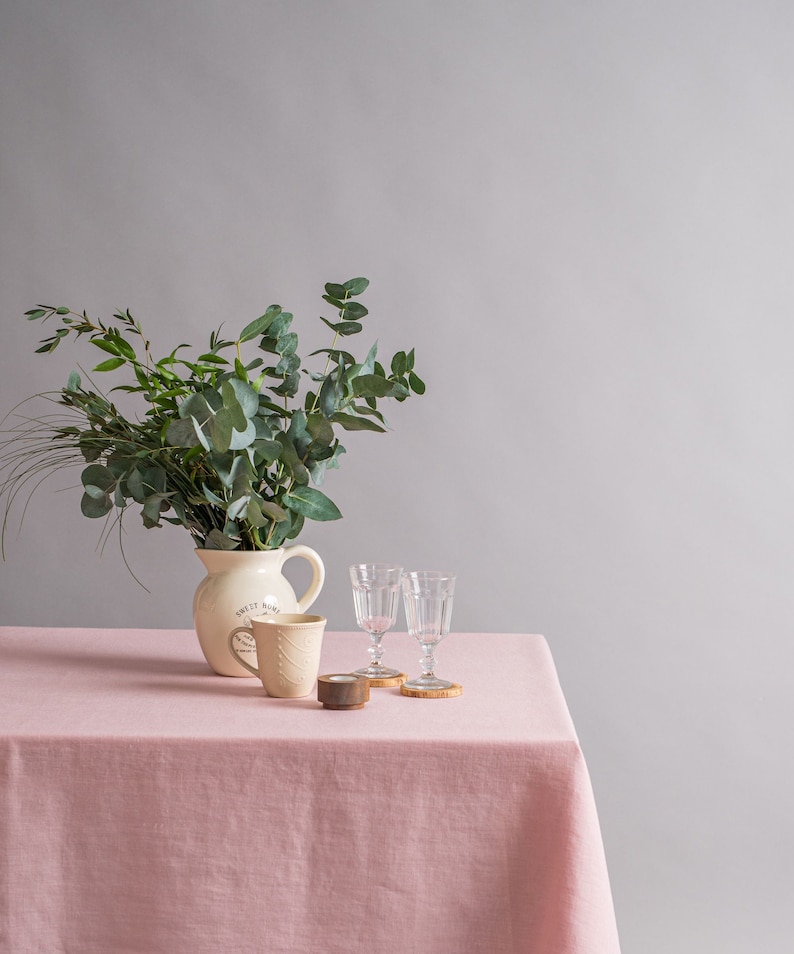 Blush Pink Linen Tablecloth, Softened Custom Size Dining Table Cover ...