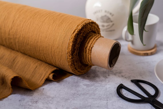 Mustard Yellow Linen Fabric by Meter. Softened Linen Fabric by - Etsy