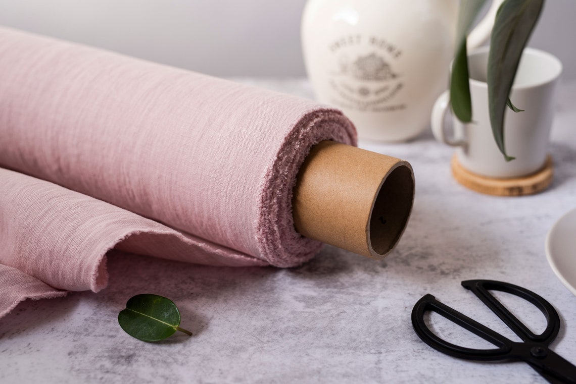 Blush Pink Linen Fabric by Meter. Softened Linen Fabric by - Etsy