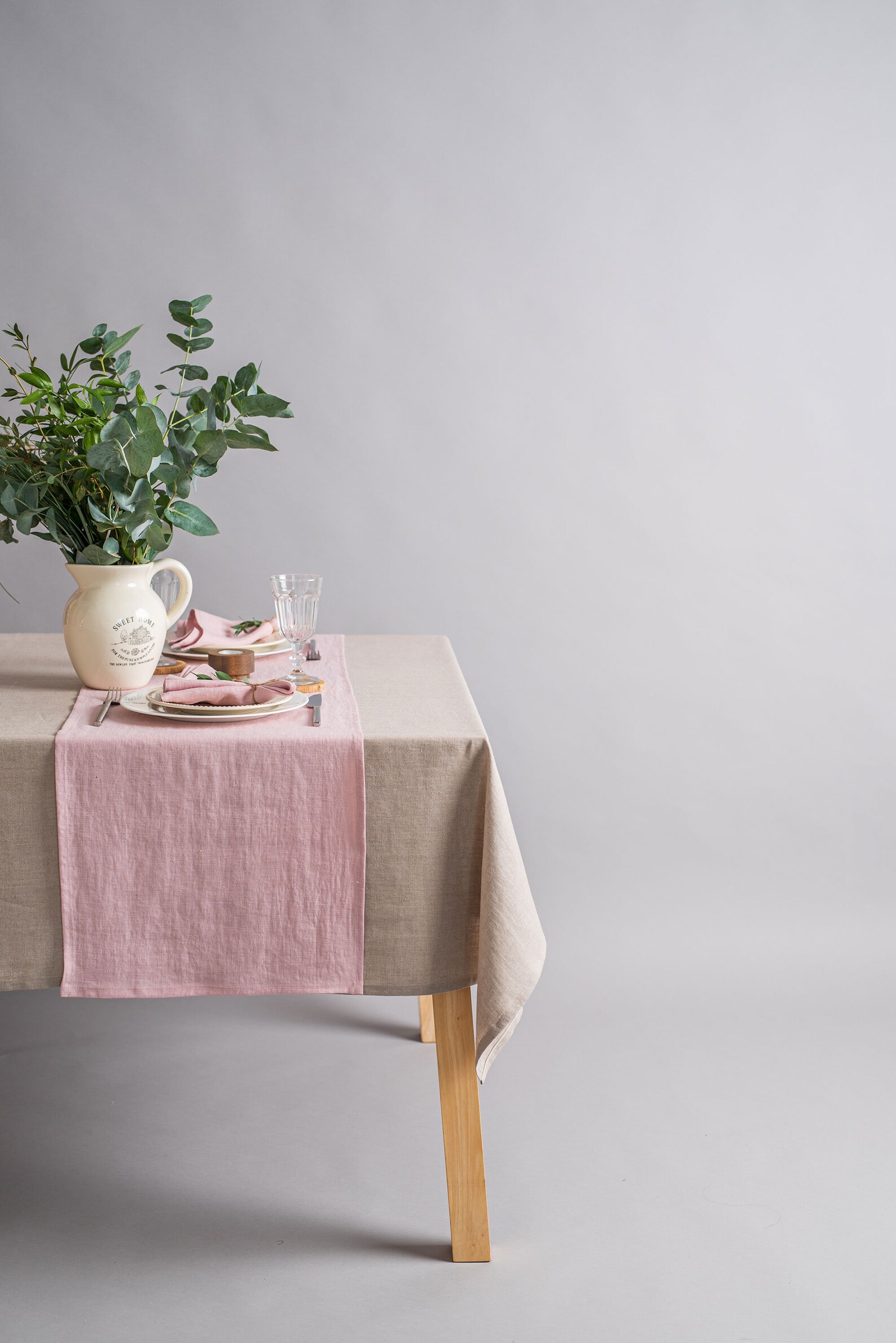 Blush Pink Linen Table Runner. Softened Linen Table Runner. Dining ...