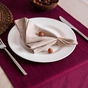 Burgundy Linen Fabric by Meter. Softened Linen Fabric by Yard. Natural ...