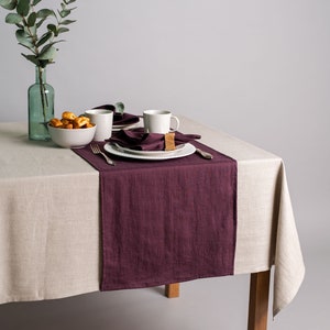 Plum Linen Table Runner. Softened Linen Table Runner. Rustic Wedding ...
