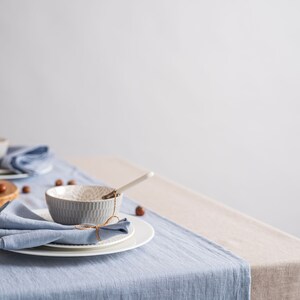 Sky Blue Linen Fabric by Meter. Softened Linen Fabric by Yard. Natural ...