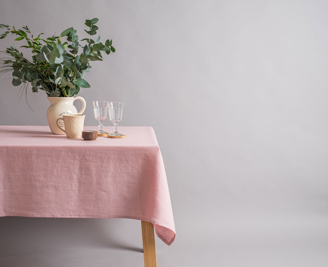 Blush Pink Linen Tablecloth. Soft Linen Table Cloth. Dining - Etsy