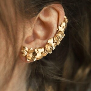 Unique Flower and Leaf Ear Cuff - Etsy