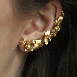 Unique Flower and Leaf Ear Cuff - Etsy