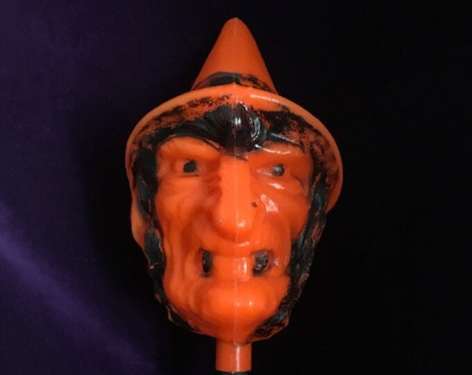 Vintage Halloween Witch Rattle 1960s Vinyl Witch Head on Stick - Etsy