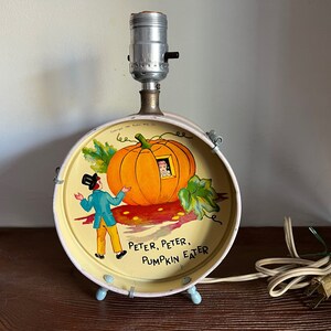 Vintage Nursery Rhyme Tin Litho Child's Lamp 1949 Jack and Jill, Peter ...