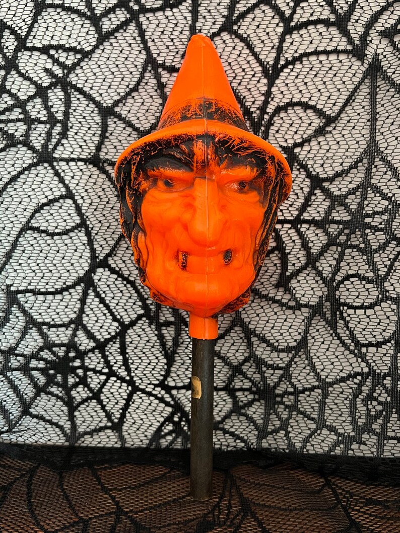 Creepy Vintage Halloween Plastic Witch Head Rattle Noisemaker - Etsy