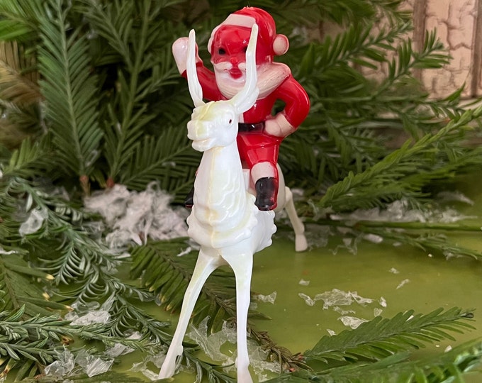Vintage Christmas E. Rosen Santa Riding a Reindeer Candy Container ...