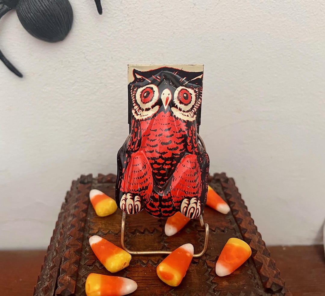 Vintage Halloween U.S. Metal Toy Tin Litho Owl Clicker Noisemaker - Etsy