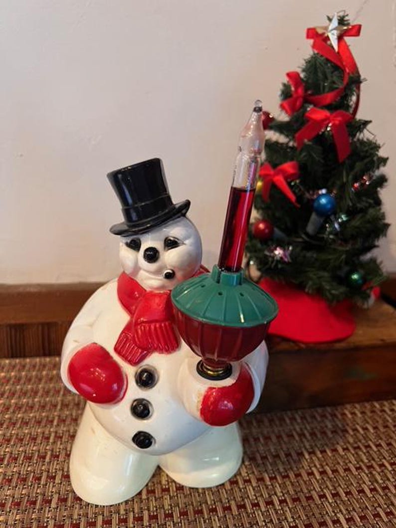 Vintage Frosty the Snowman Bubble Light! 1950s Royalite Jolly Christmas ...