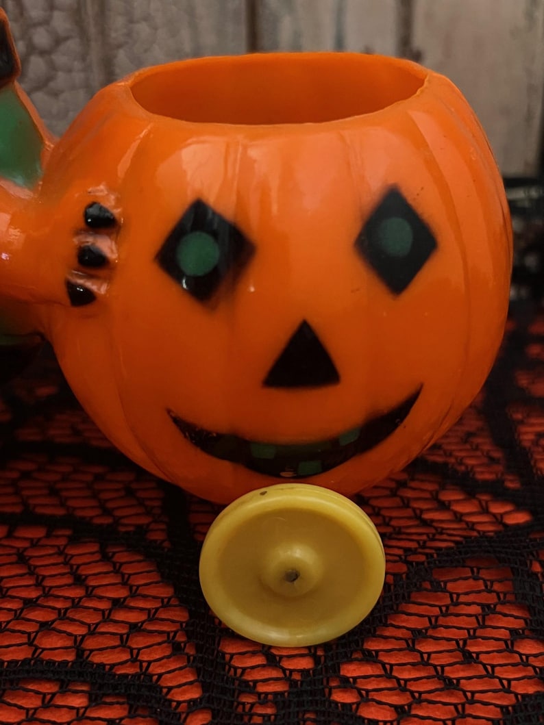 Vintage Halloween E. Rosen/tico Toys/rosbro Cat Pushing Jack-o'-lantern ...