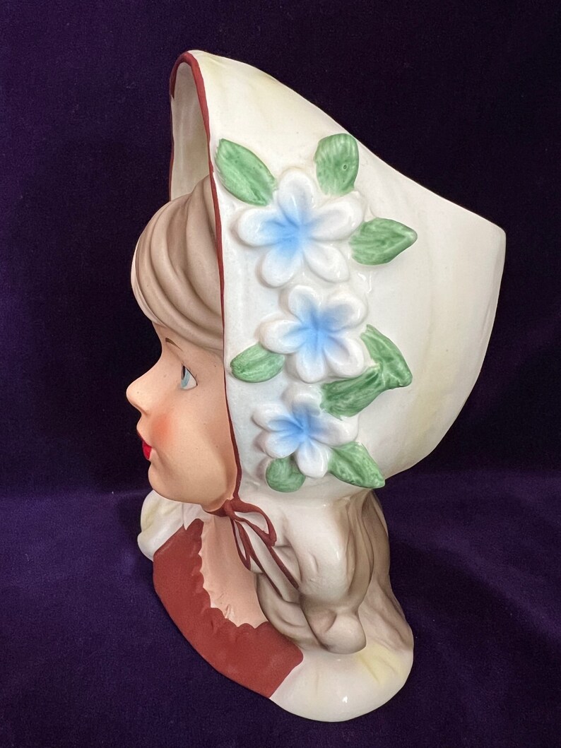 Vintage Relpo Lady Head Vase: Blue Eyed Bonnet Vase, 6 Inch - Etsy