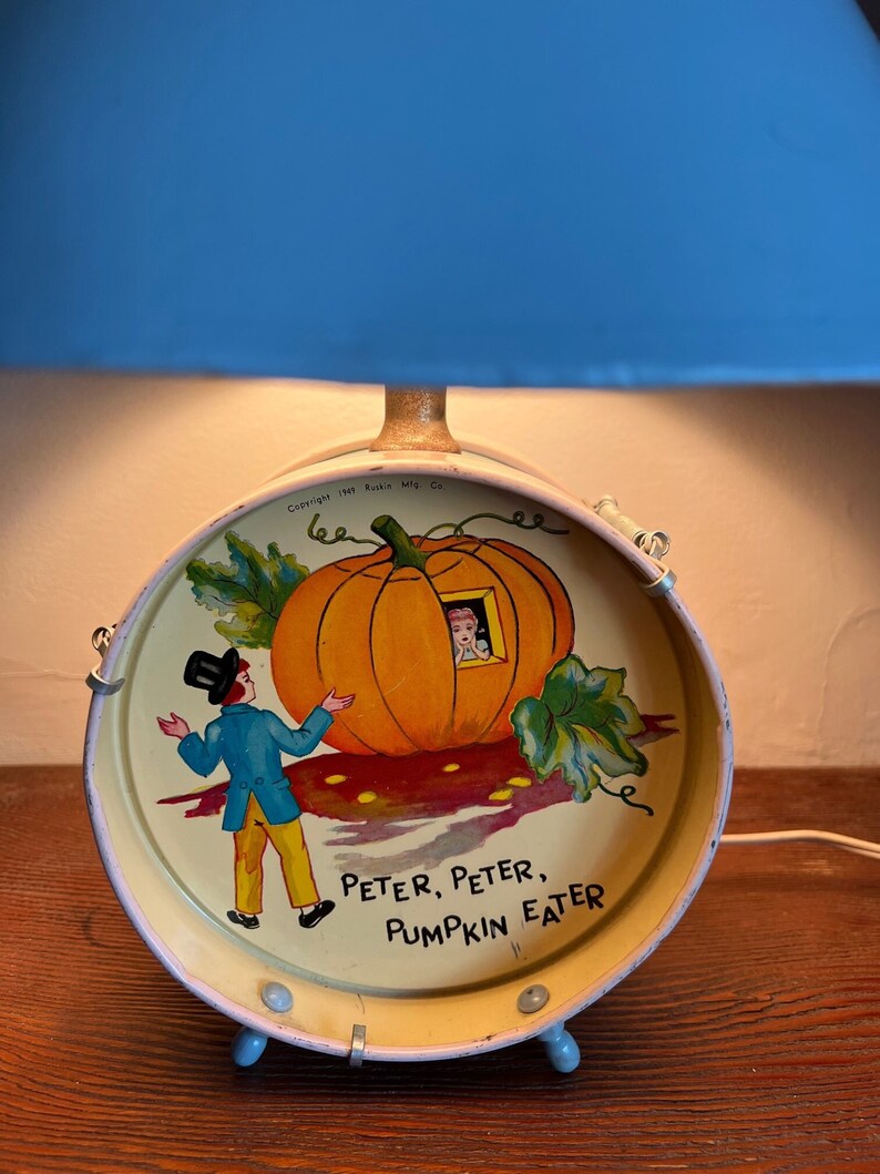 Vintage Nursery Rhyme Tin Litho Child's Lamp 1949 Jack and - Etsy