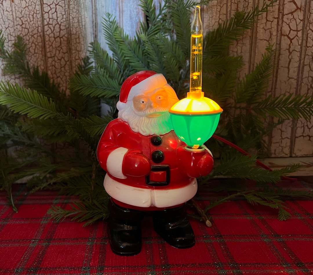 Vintage Santa Bubble Light 1950s Hard Plastic Royalite Jolly Christmas ...