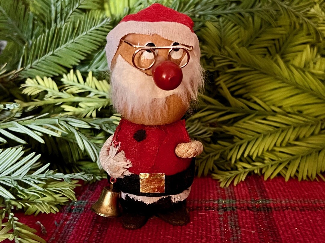 Vintage Small Santa Bobble Head W/glasses and Bell Fun Christmas ...