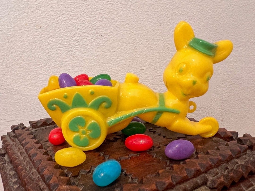 Vintage E. Rosen Small Bunny Pulling Cart Candy Container Rosbro/rosen ...