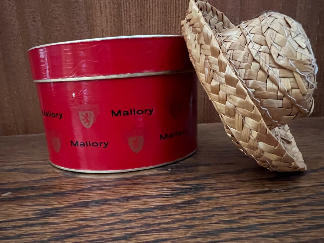 Vintage Mini Mallory Hat Box and Miniature Straw Hat Mini Advertising ...