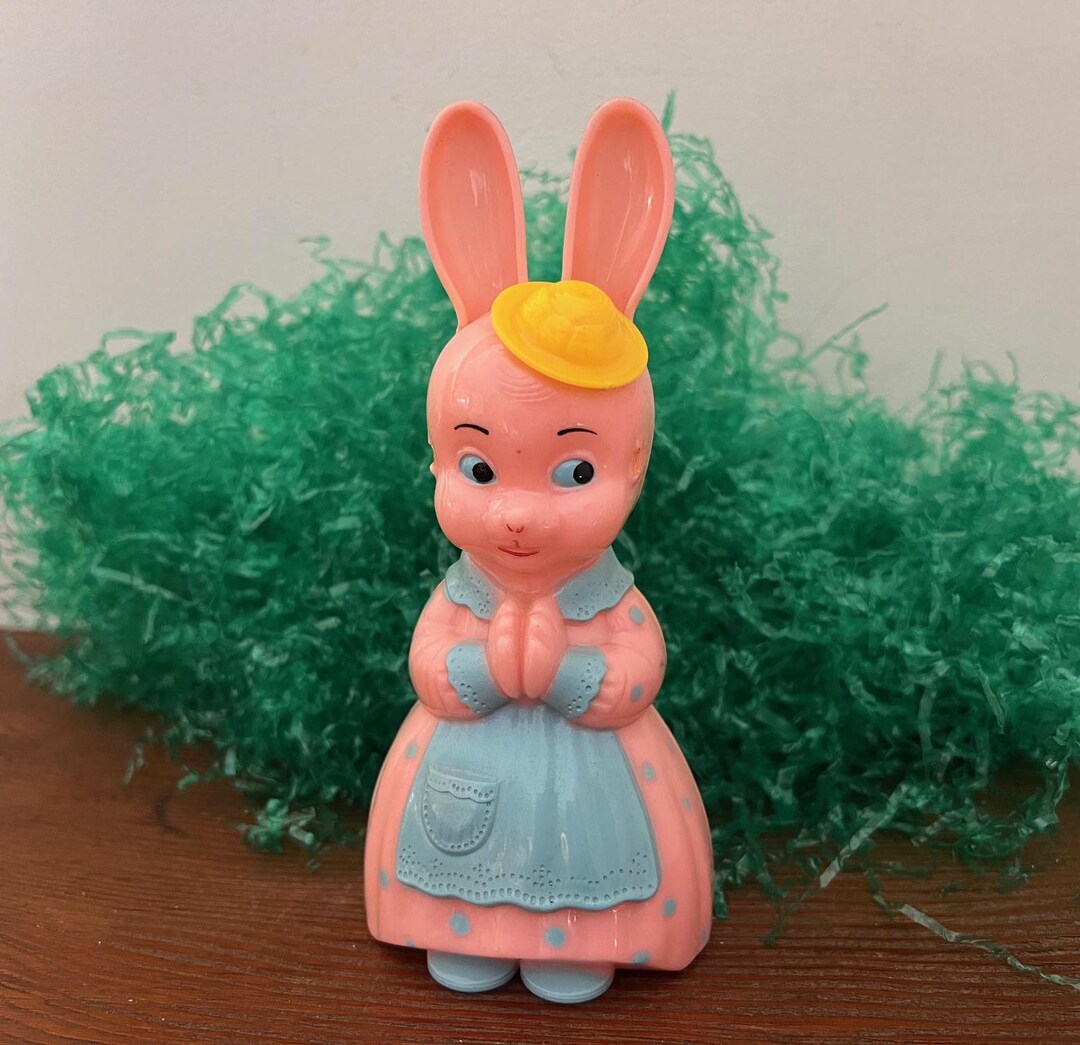 Vintage Knickerbocker Praying Bunny Rattle Collectible Toy Hard Plastic ...