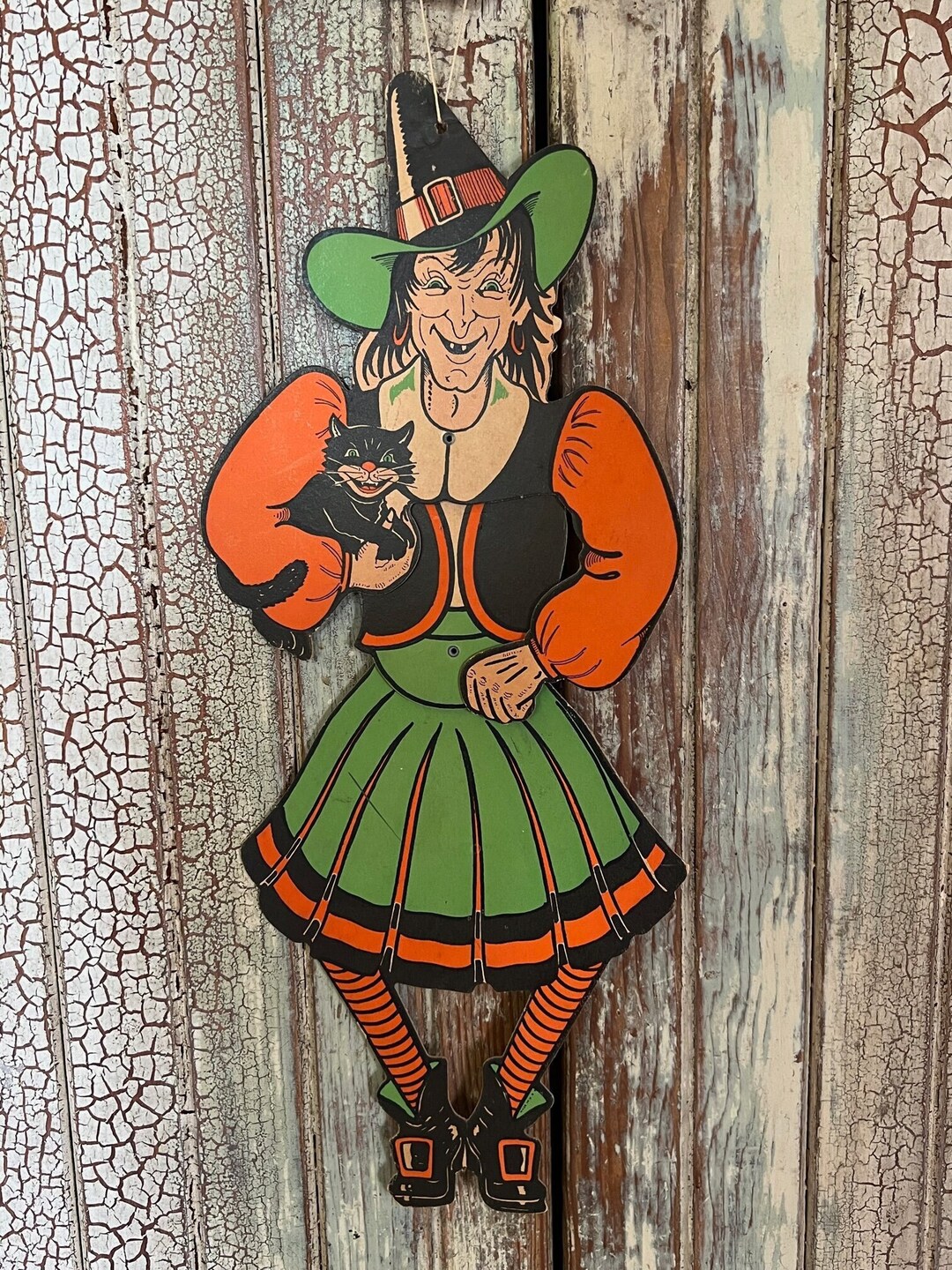 Vintage Halloween Jointed Witch W/ Black Cat Wiggly Dancer 1950s USA - Etsy