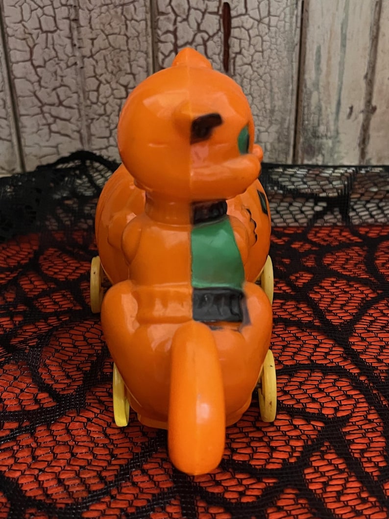 Vintage Halloween E. Rosen/tico Toys/rosbro Cat Pushing Jack-o'-lantern ...
