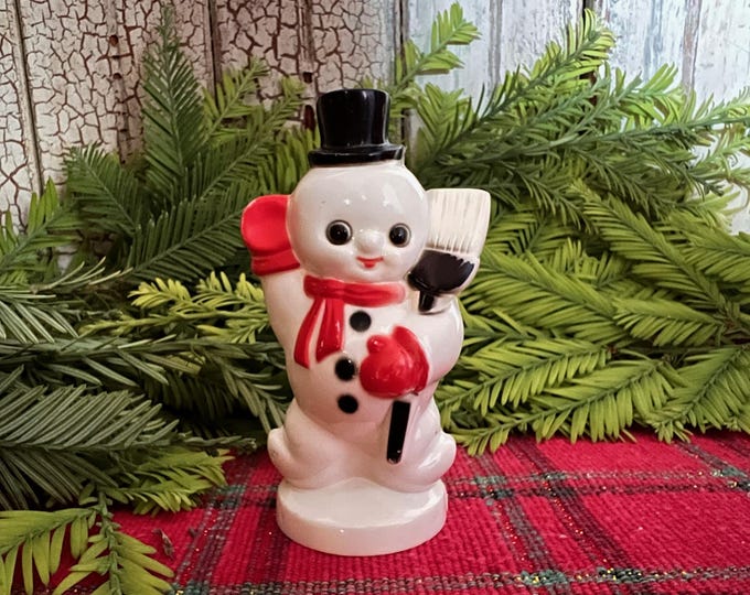 Vintage Small Hard Plastic Snowman, USA 1950s Christmas/holiday ...